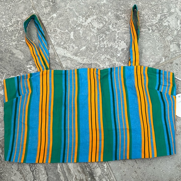 STAUD | Tops | Staud Rigina Linen Stripe Crop Top Ibiza Stripe Size 4 ...